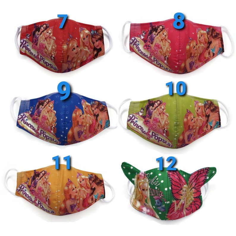 Disney's Barbie Printed Fabric Face Masks for Girls. Kids | Etsy