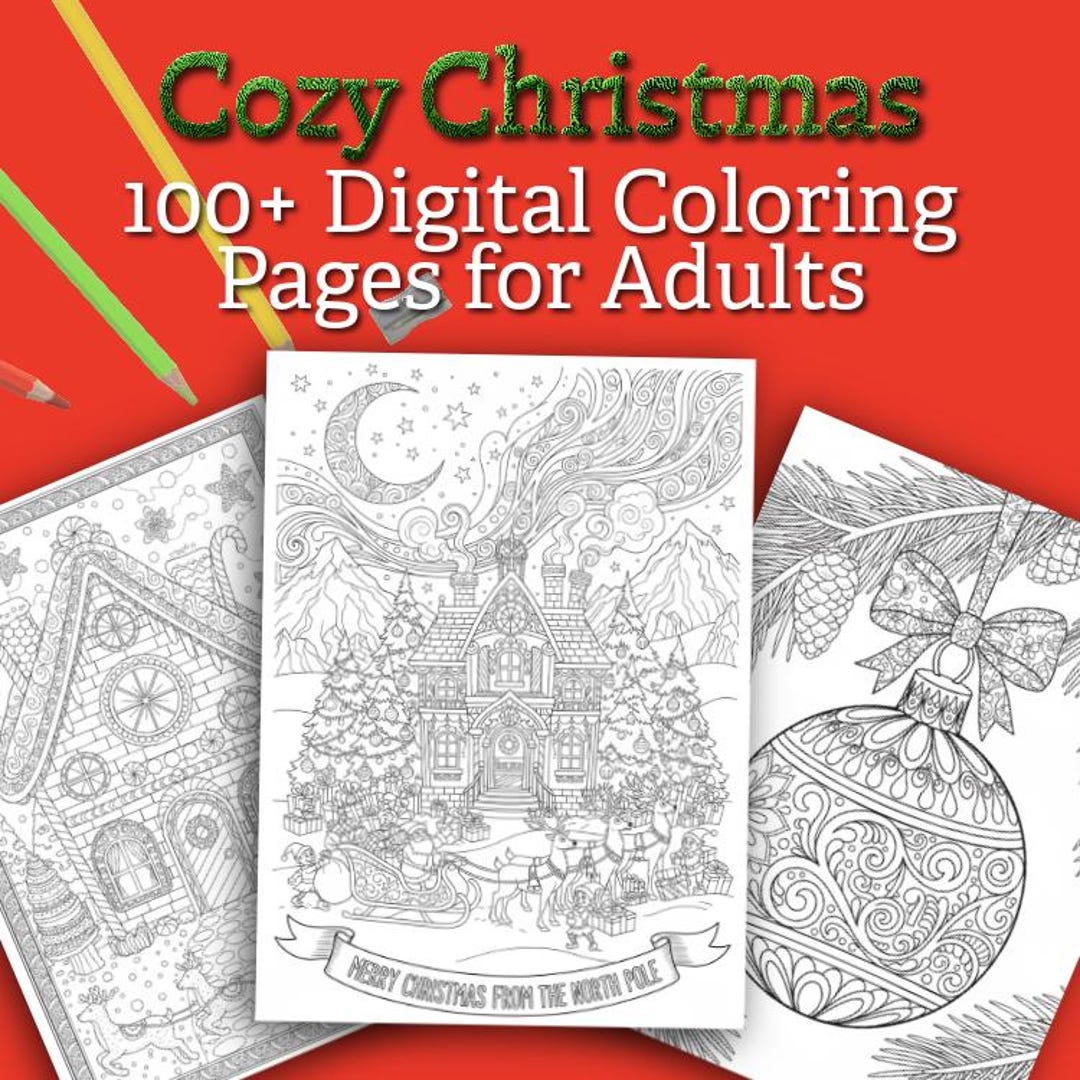 Adult Christmas Coloring Book | 100+ Printable Holiday Pages - Etsy