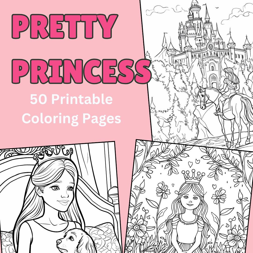 Magical Princess Printable Coloring Pages 50 Pages Instant Download Fun ...
