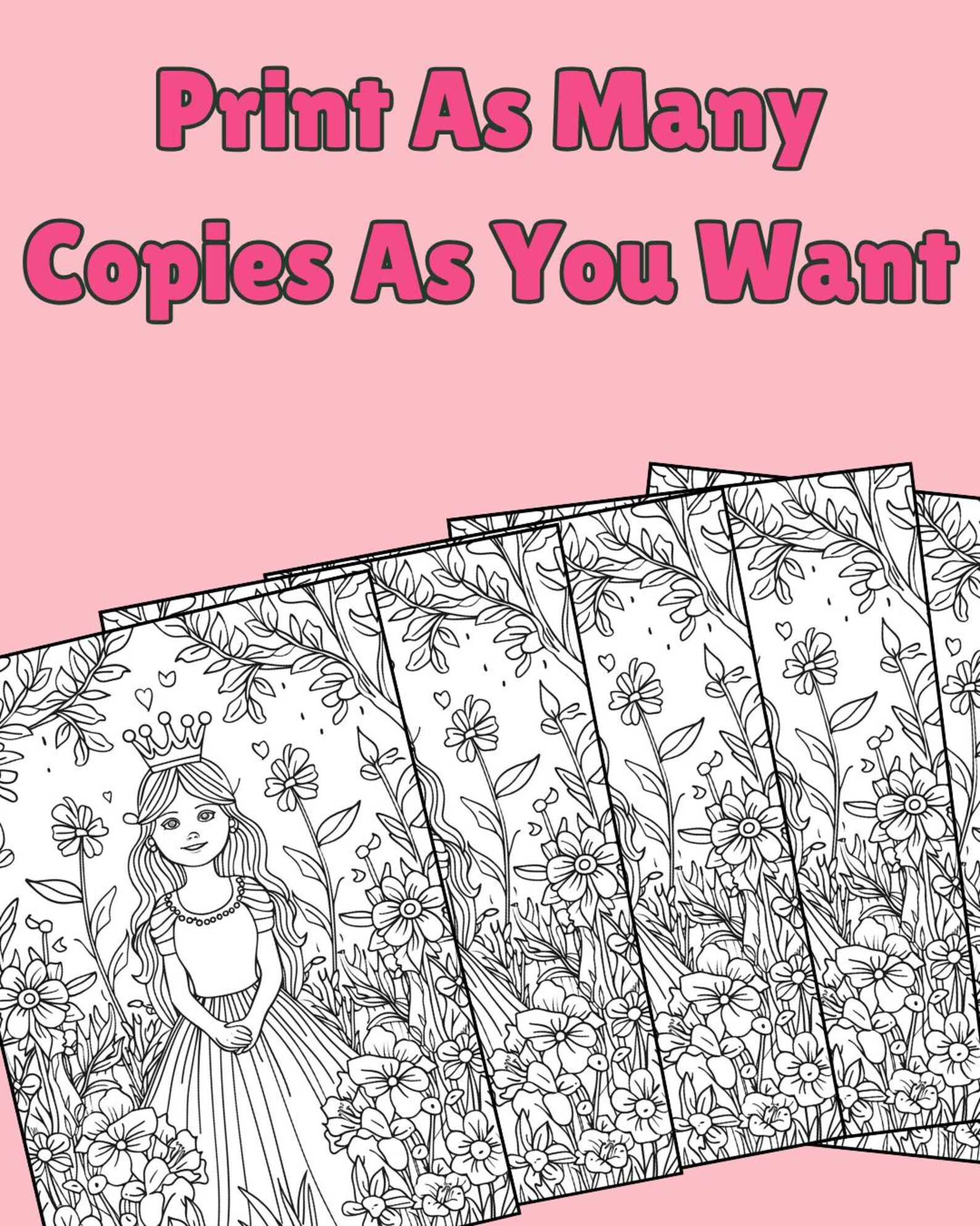Magical Princess Printable Coloring Pages | 50 Pages | Instant Download ...