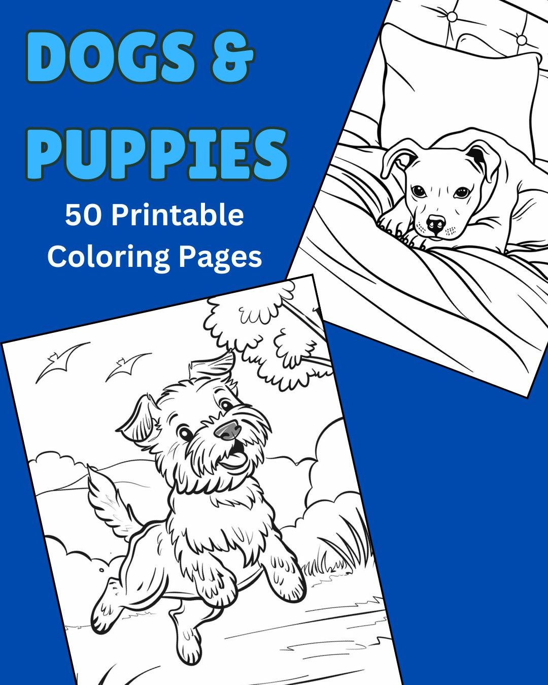 50 Printable Dog & Puppy Coloring Pages | Fun for All Ages | Instant ...
