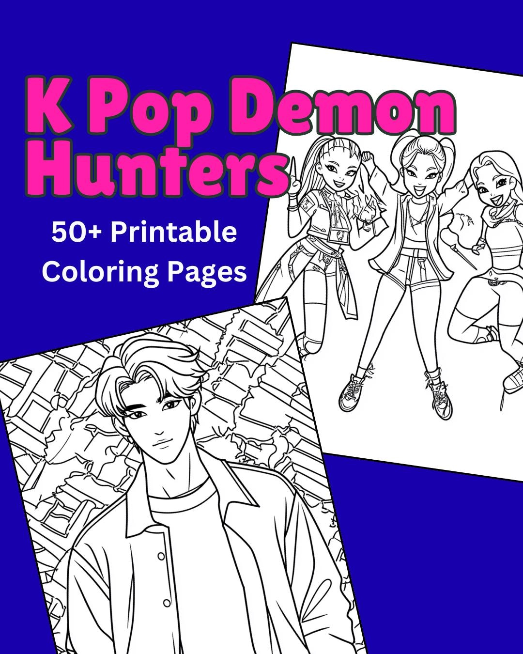 K-pop Demon Hunters Inspired Coloring Pages - Etsy