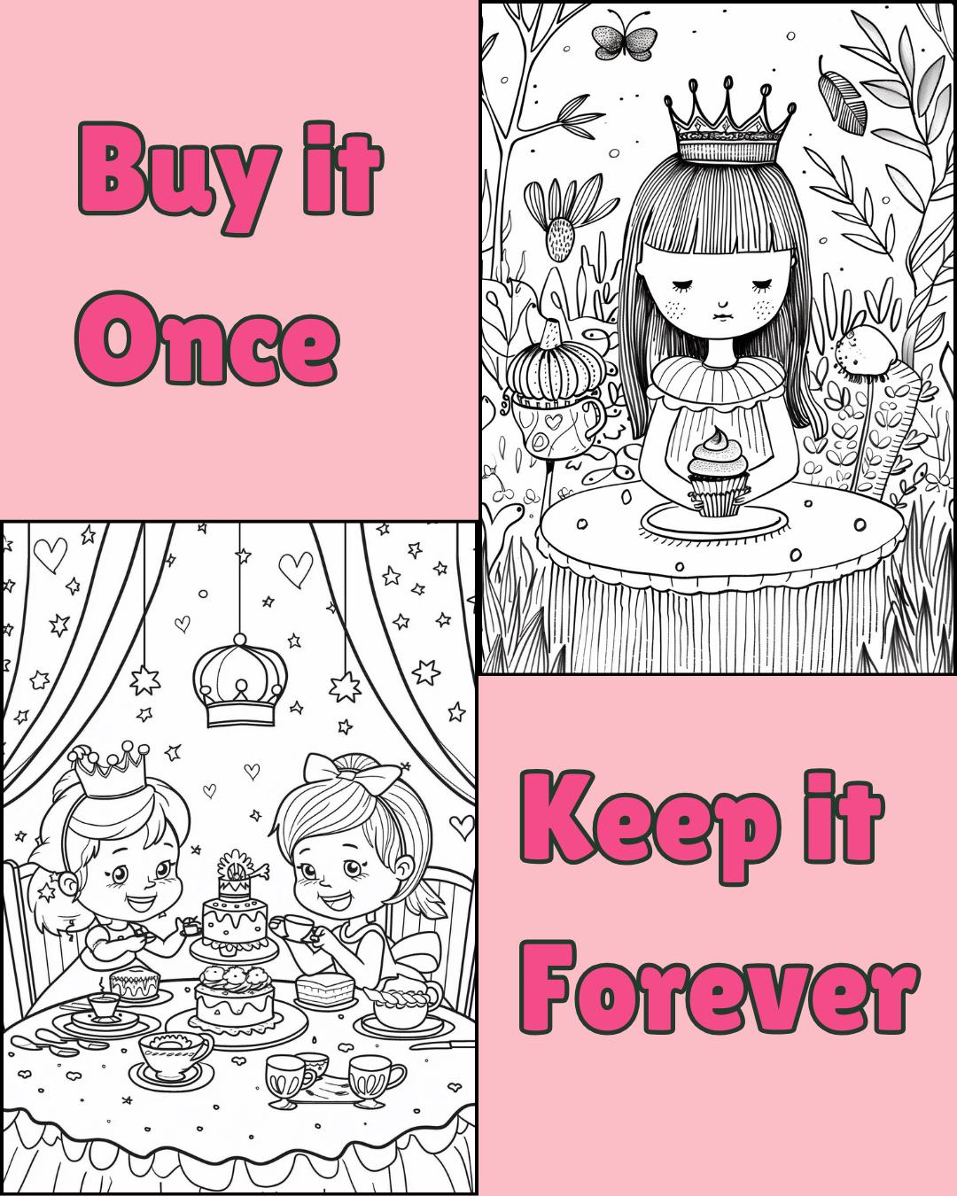 Magical Princess Printable Coloring Pages | 50 Pages | Instant Download ...