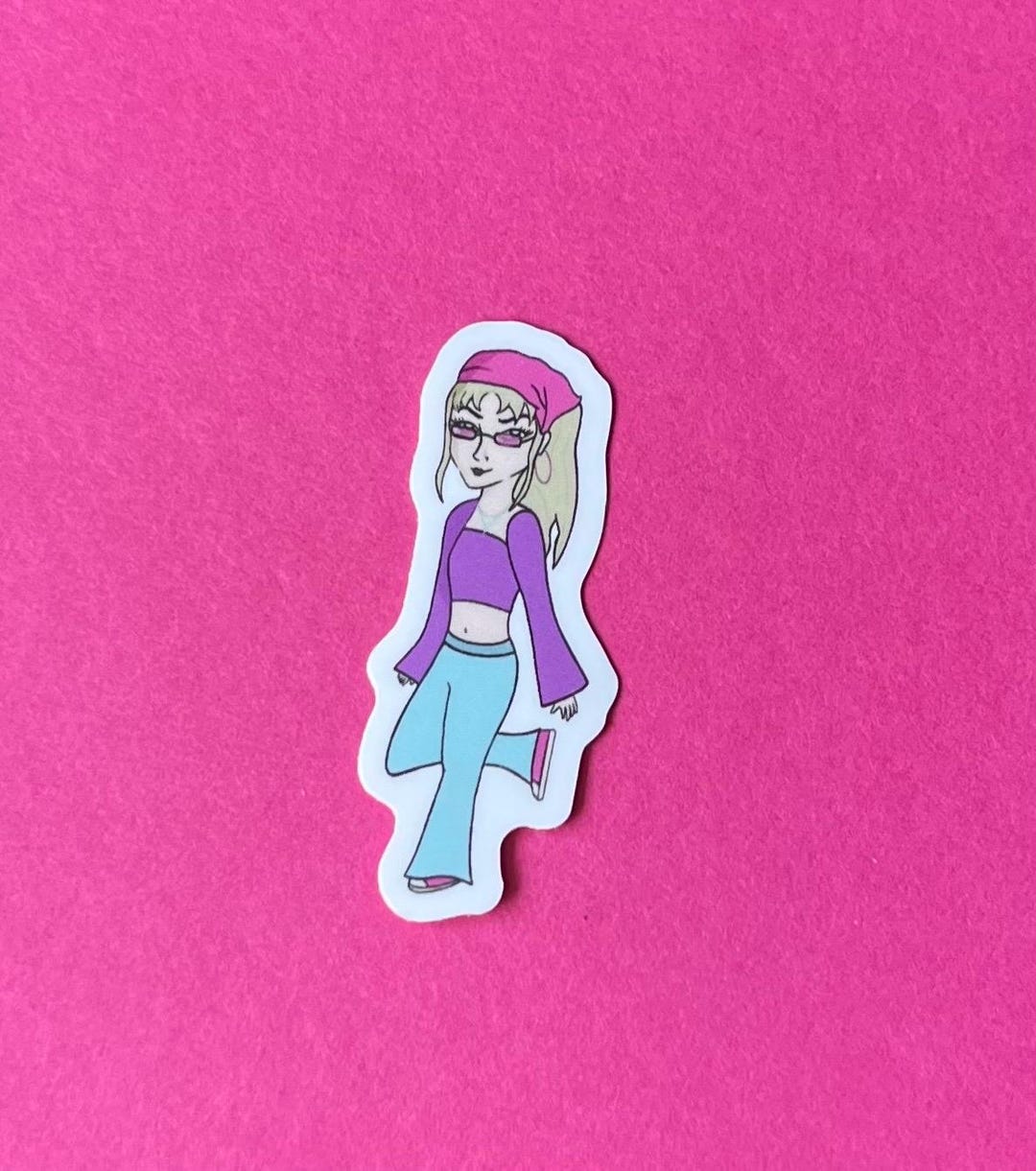 70’s Girl Female Anime 2x2 Sticker - Etsy