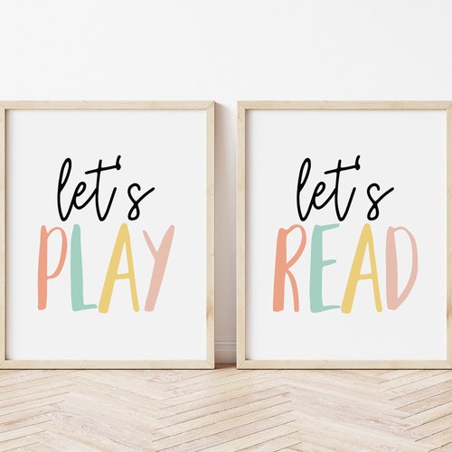 Set of 2 Let's Play and Let's Read Prints Kids Room - Etsy UK