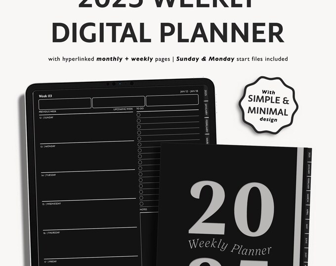 2025 2026 Two-year Digital Planner for iPad and Android Tablets, Simple ...