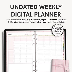 Undated Weekly Digital Planner, Weekly Hourly Time Block Agenda ...