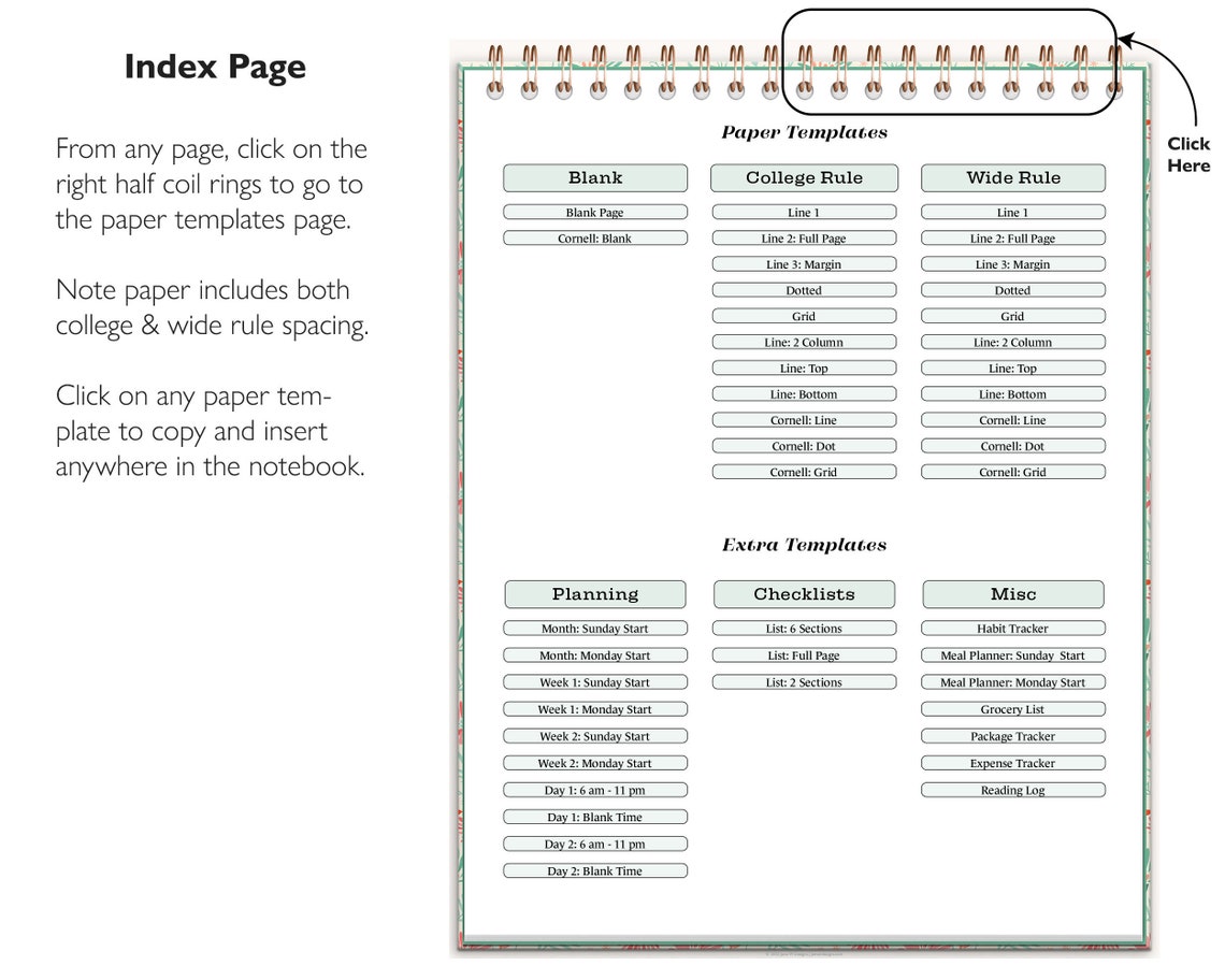 Premium Digital Notebook, Spring Floral Digital Notepad With Rings ...