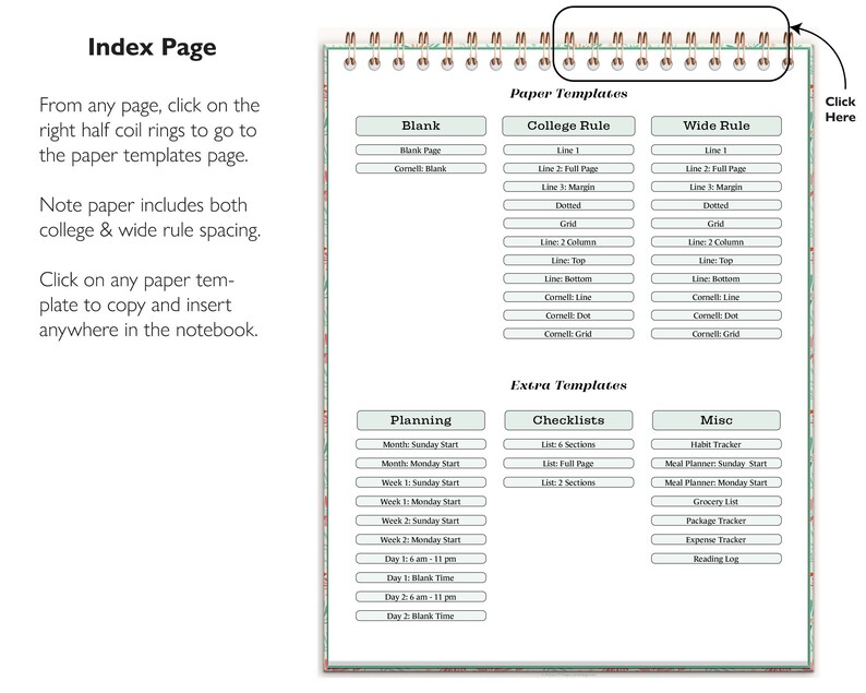 Premium Digital Notebook, Spring Floral Digital Notepad With Rings ...
