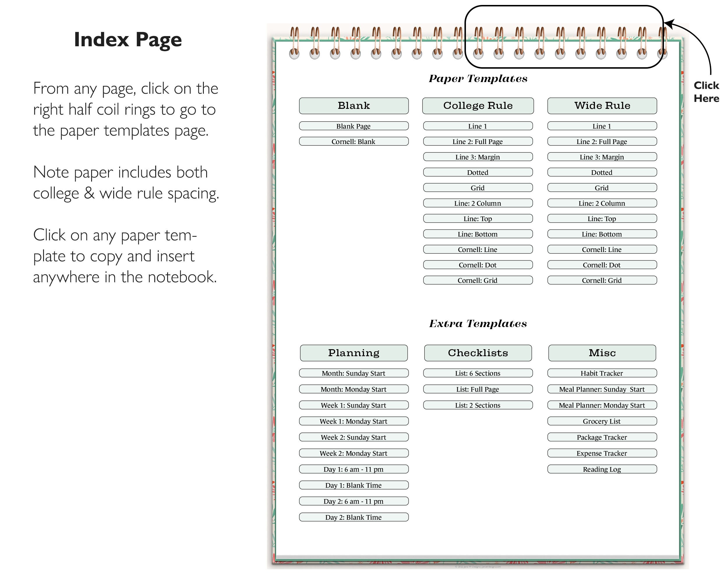 Premium Digital Notebook, Spring Floral Digital Notepad With Rings ...