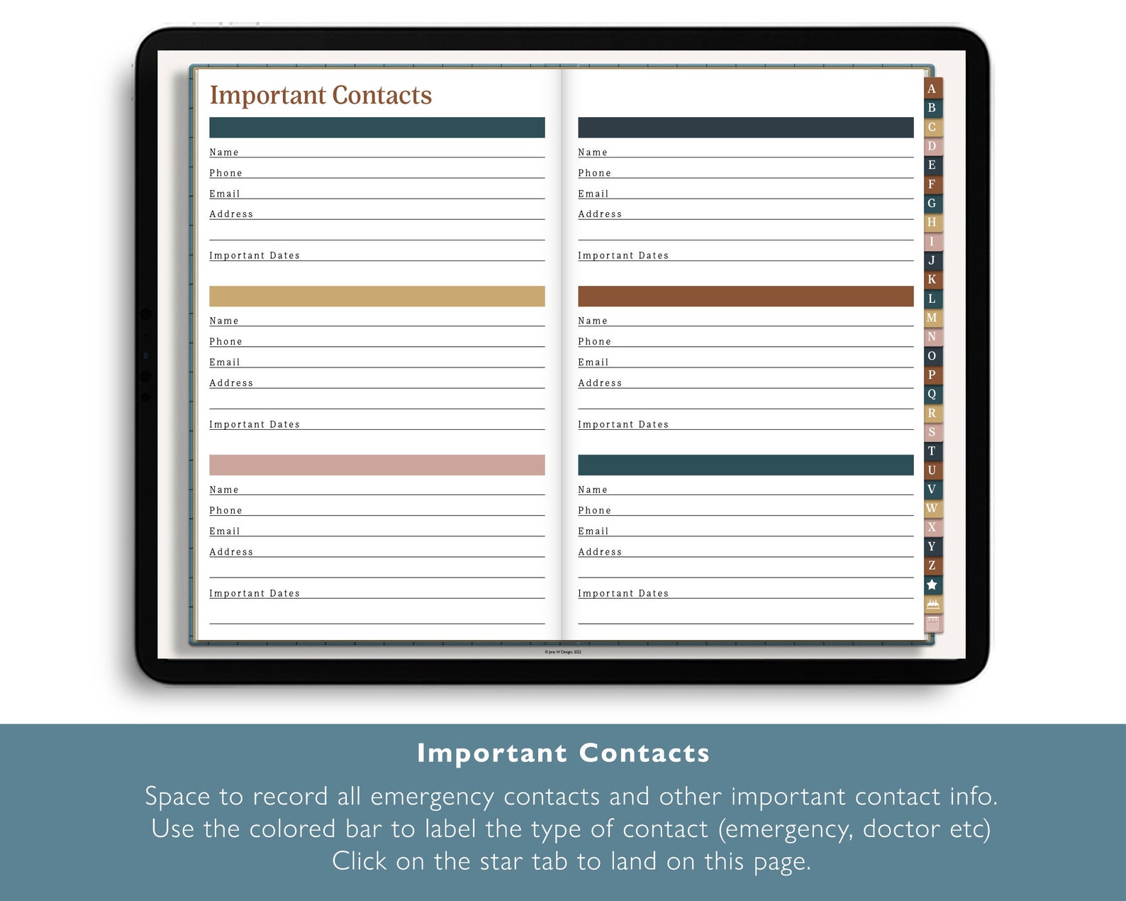 Realistic Digital Address Book, Landscape Goodnotes Contact Book, Phone ...