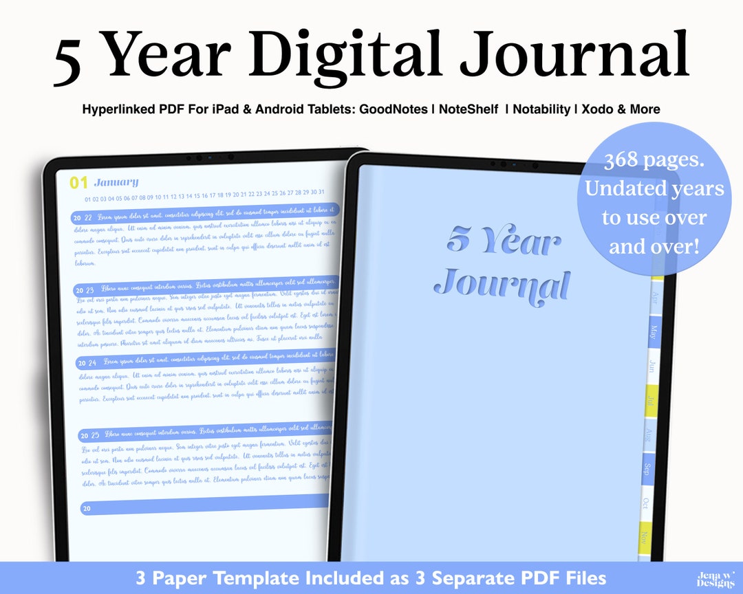 5 Year Daily Digital Journal 365 Daily Journal Hyperlinked - Etsy