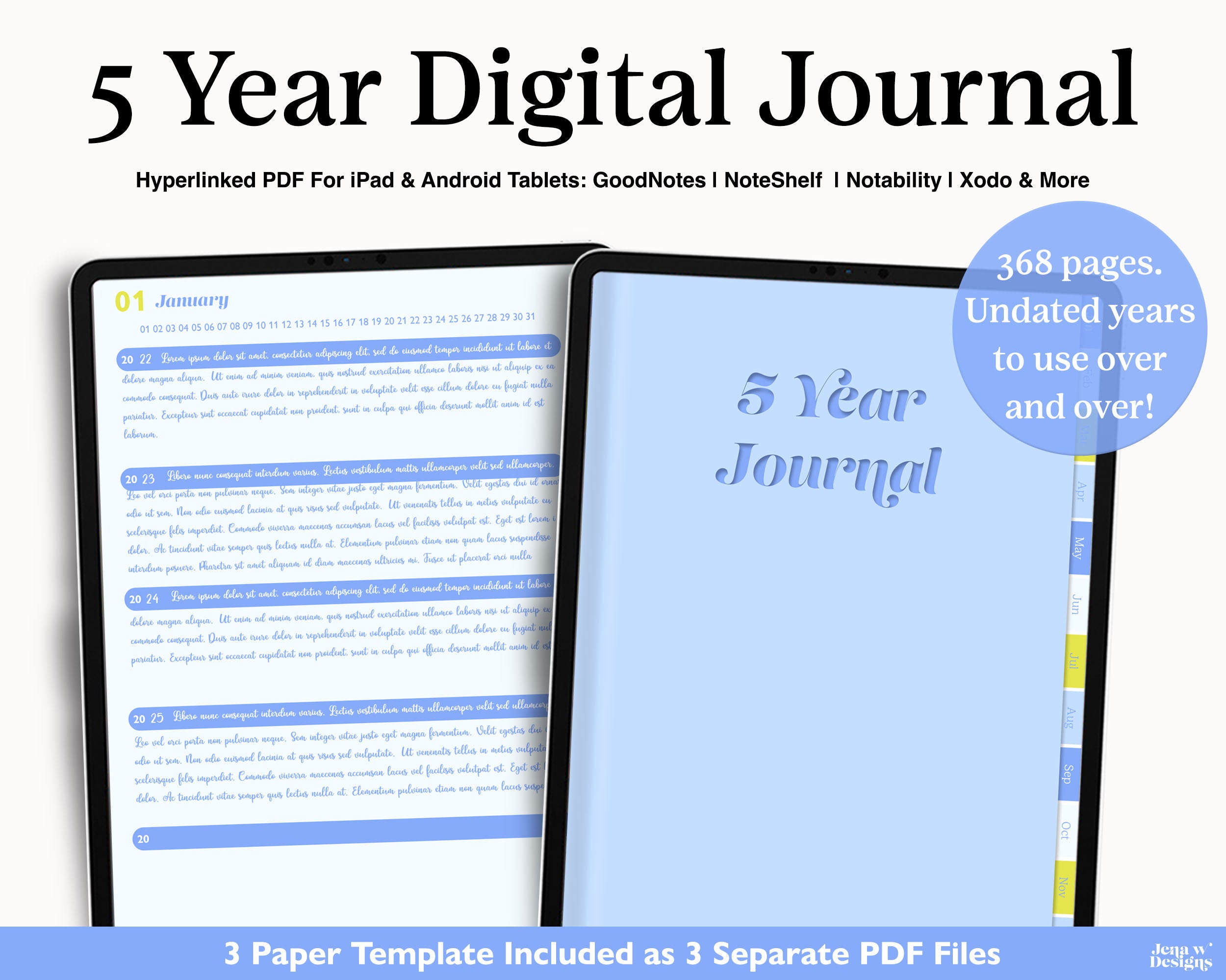 5 Year Daily Digital Journal 365 Daily Journal Hyperlinked - Etsy