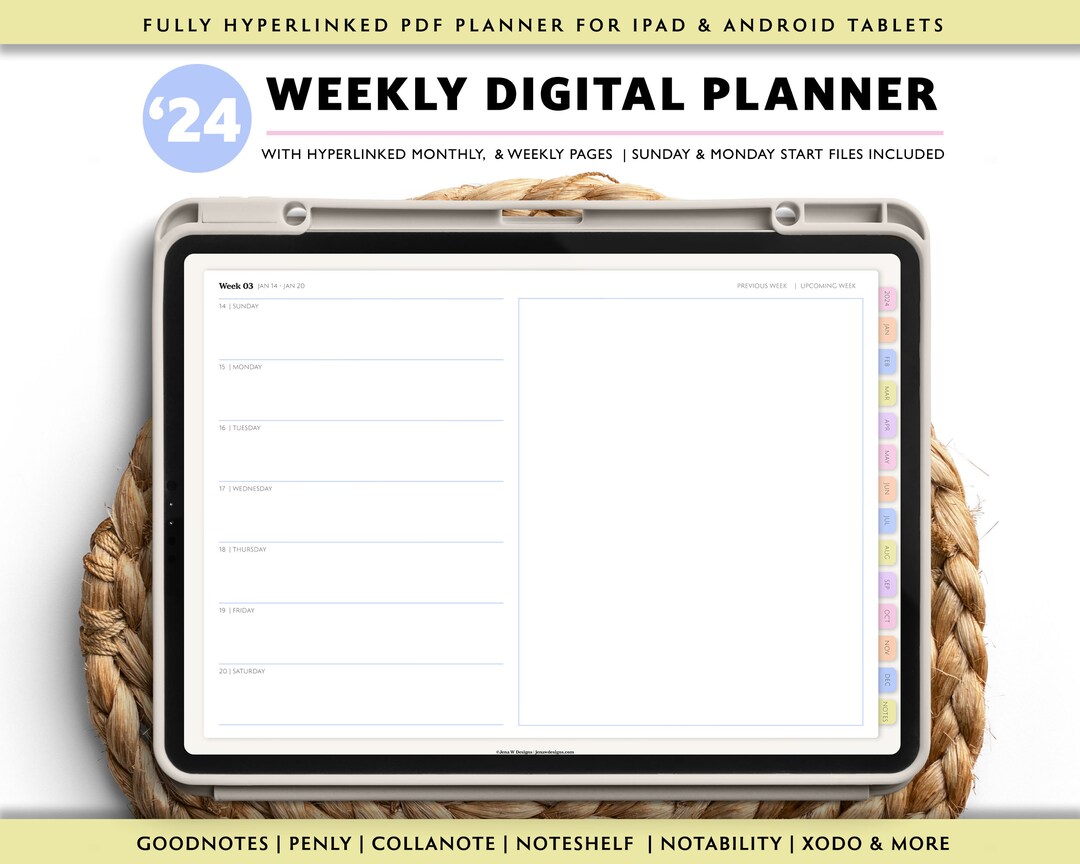 2024 Weekly Goodnotes Planner, Dated Weekly Schedule, Landscape Planner ...