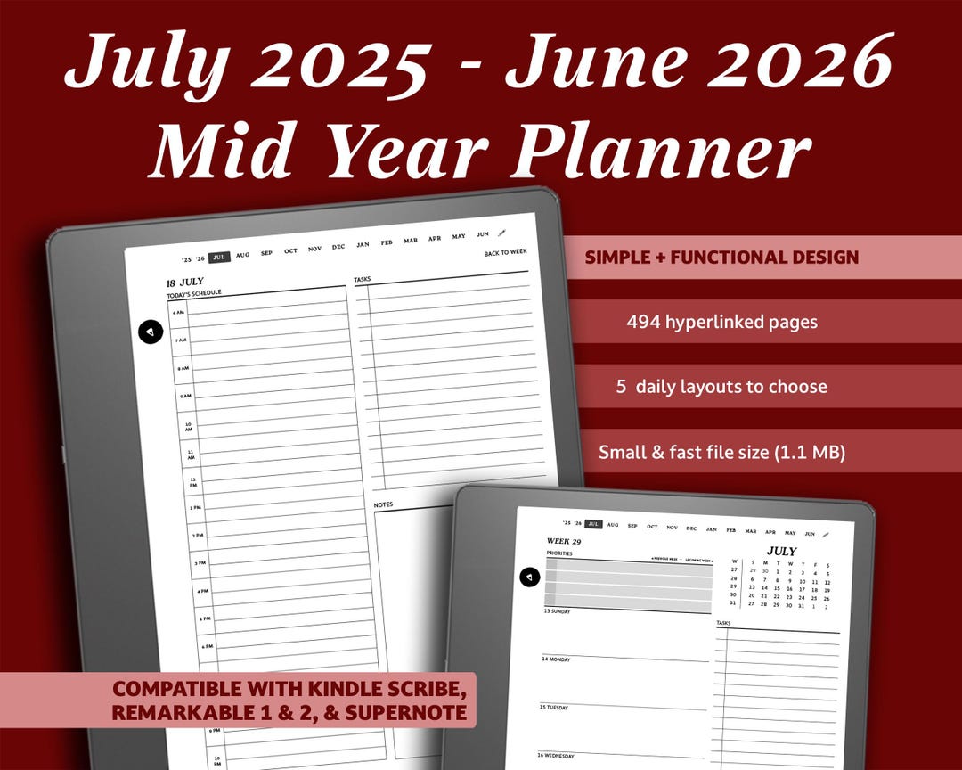 Agenda 2025-2026 pour Kindle Scribe : agenda numérique quotidien de ...