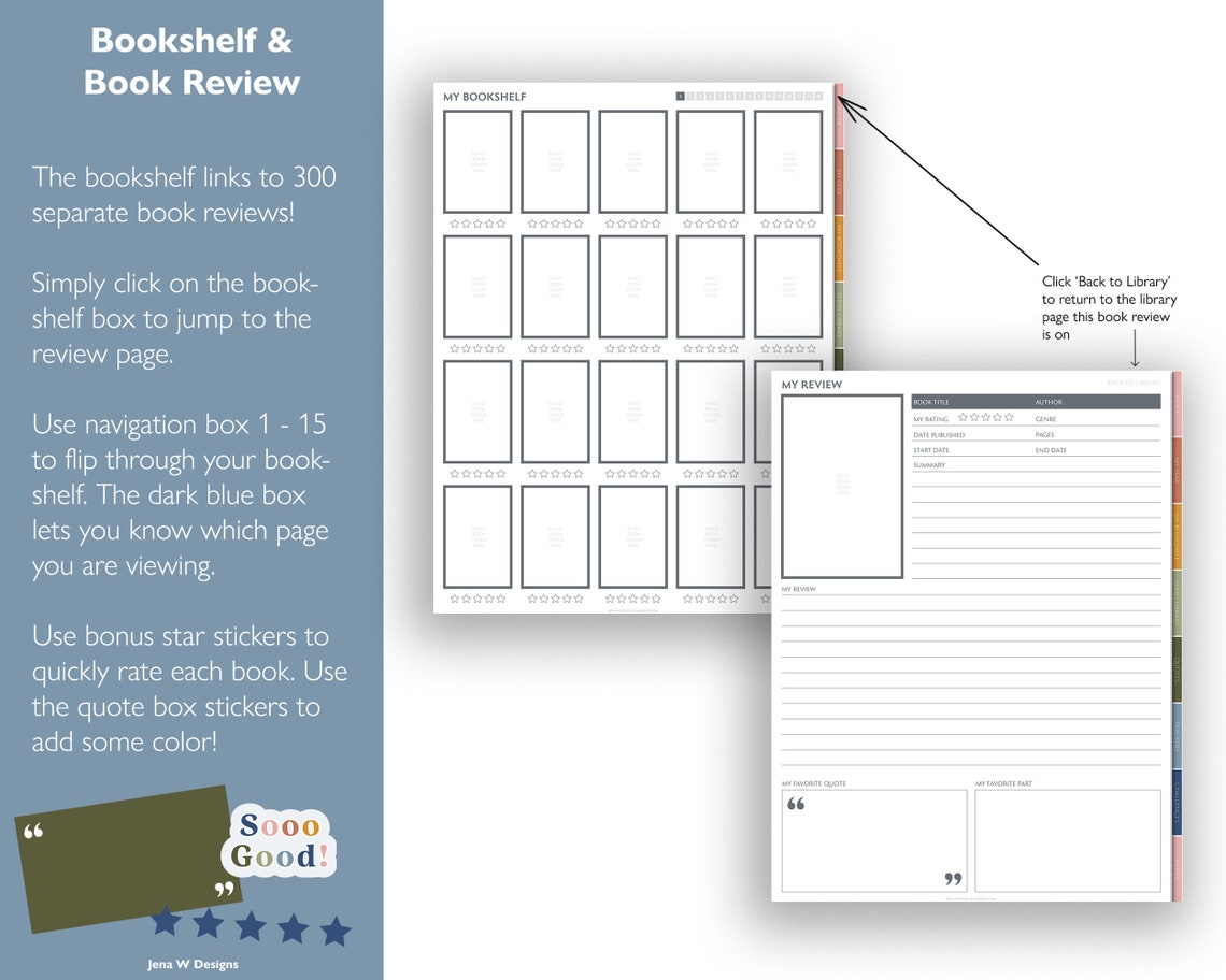 Digital Reading Journal Digital Book Journal for Goodnotes - Etsy