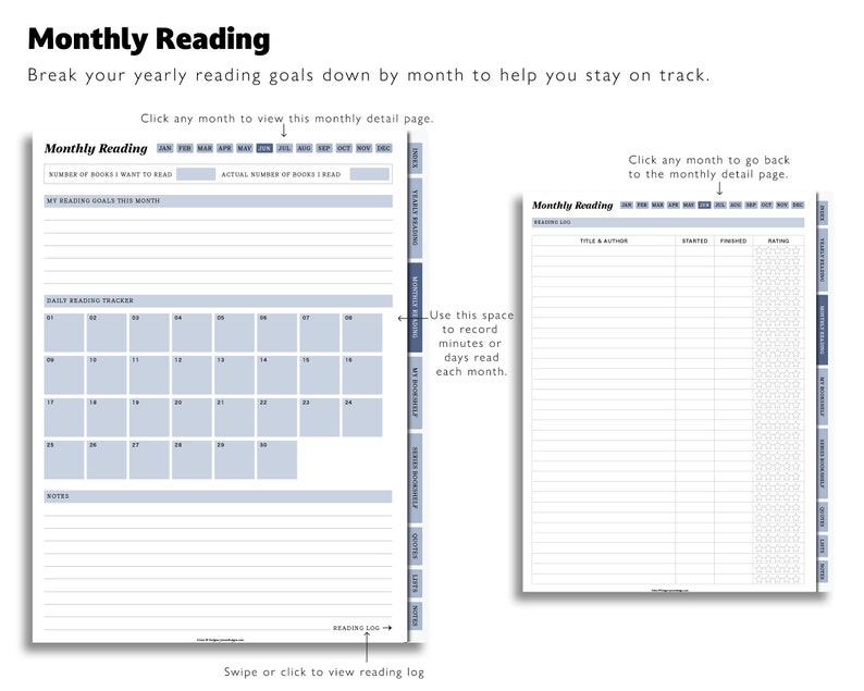 Digital Reading Log, Goodnotes Book Tracker, Digital Book Review ...