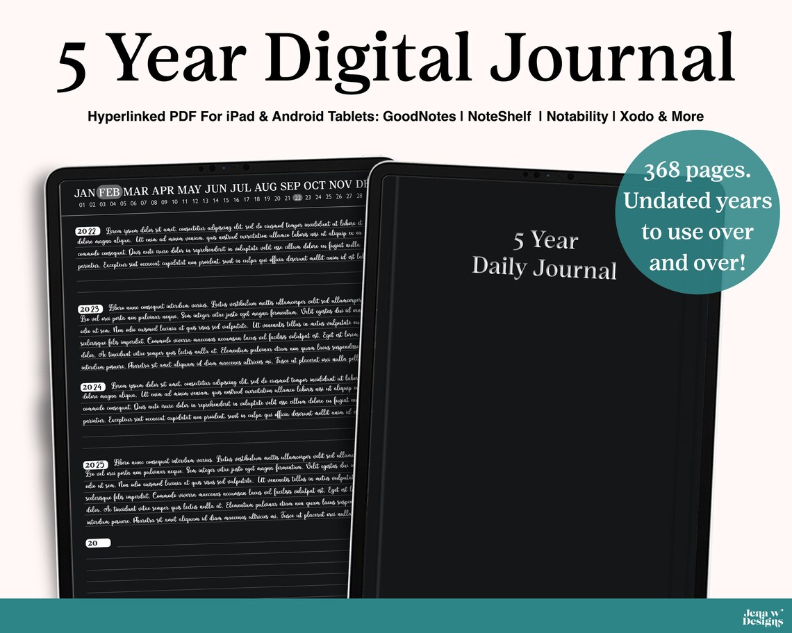 5 Year Digital Journal Dark Mode Journal With Black Paper - Etsy