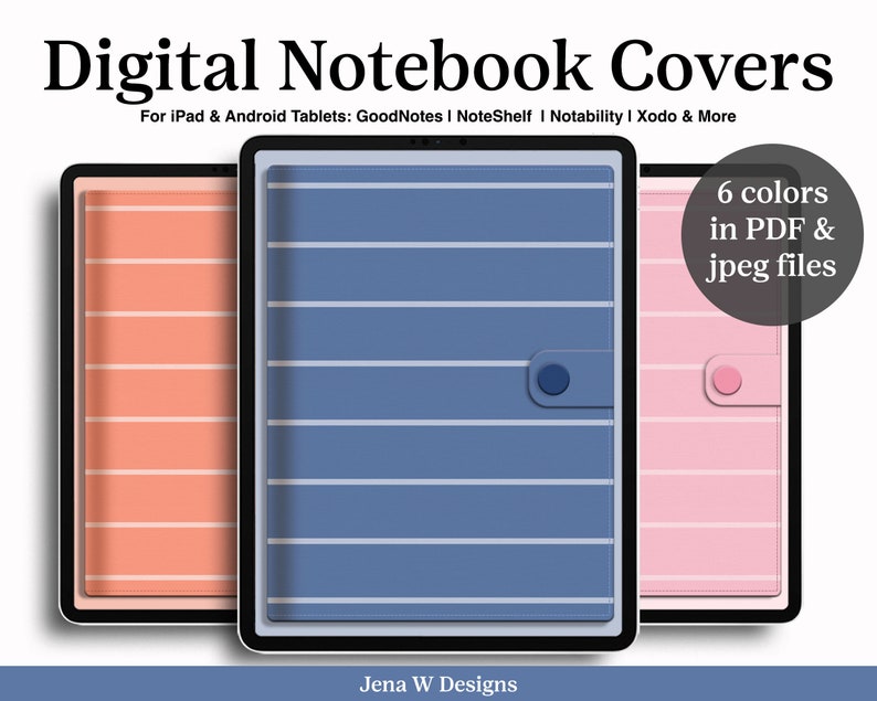 6 Realistic Digital Planner Covers, Goodnotes Notebook Cover Set ...