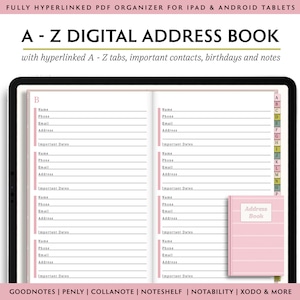 Hyperlinked Digital Address Book: Goodnotes Contact Organizer (PDF) - Etsy