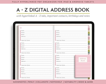 Realistic Digital Address Book, Landscape Goodnotes Contact Book, Phone ...