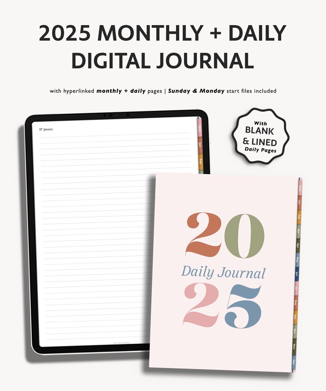 2025 Daily Digital Journal, Dated Journal, Hyperlinked PDF Journal ...