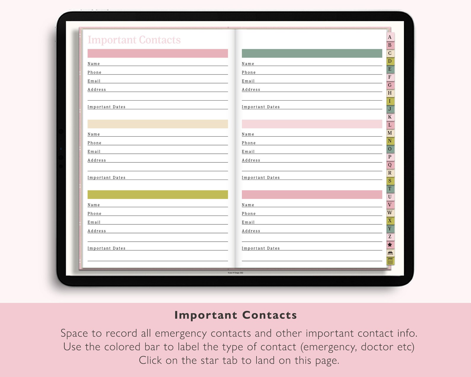 Hyperlinked Digital Address Book: Goodnotes Contact Organizer (PDF) - Etsy
