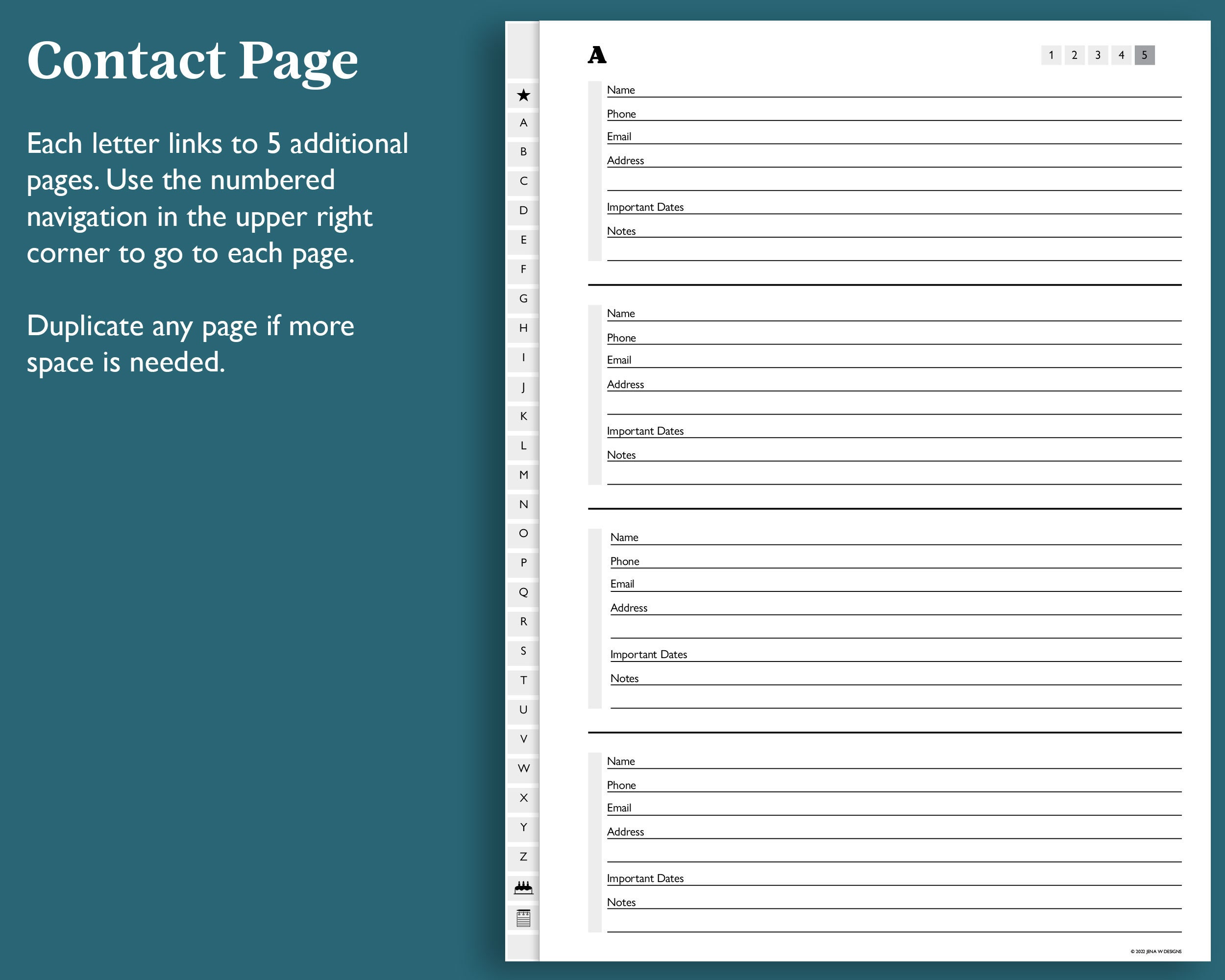 Digital Address Book for Remarkable 2: A-Z Contact List (PDF) - Etsy