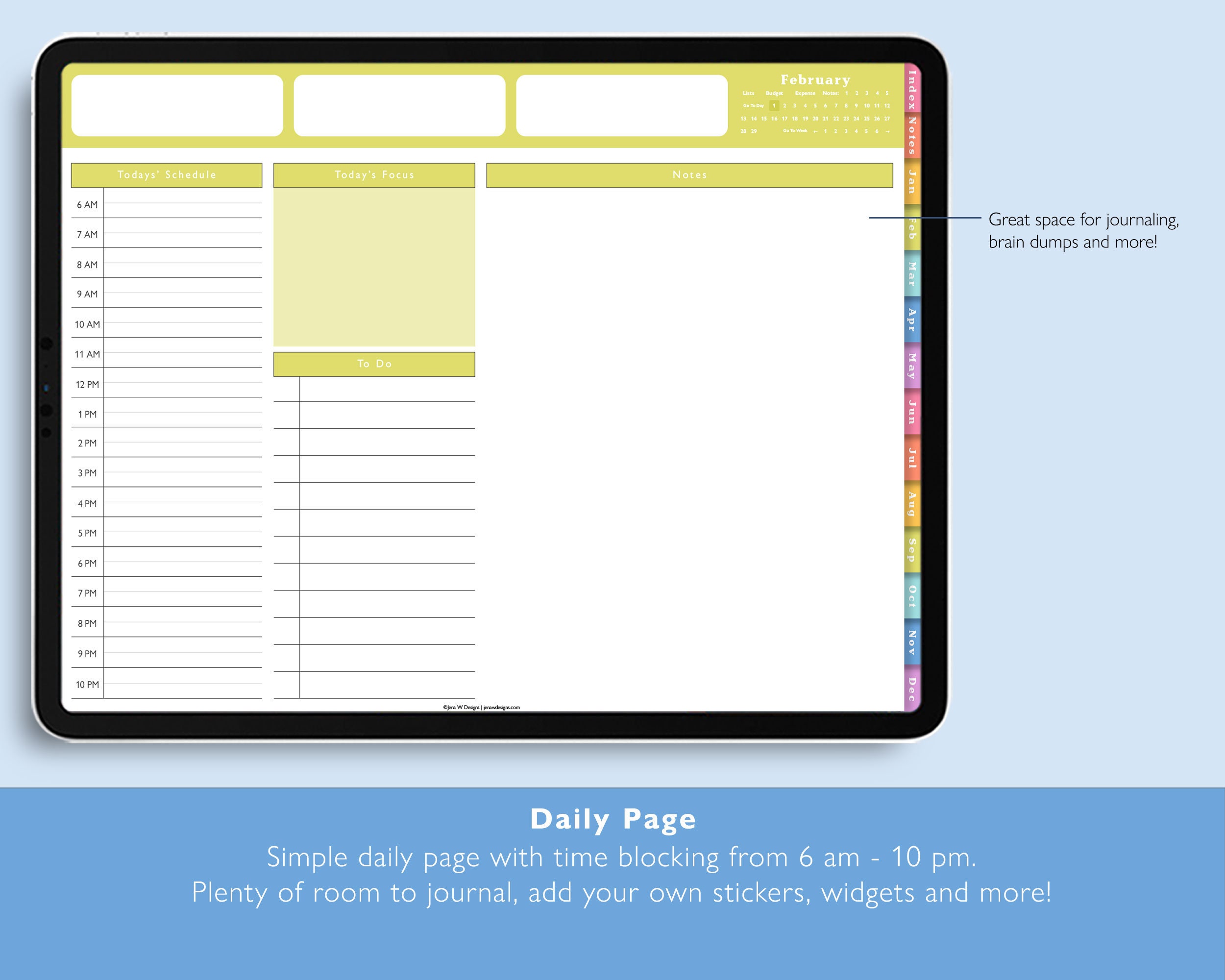 Undated Daily Digital Planner, Monthly Weekly Daily Agenda, Colorful ...