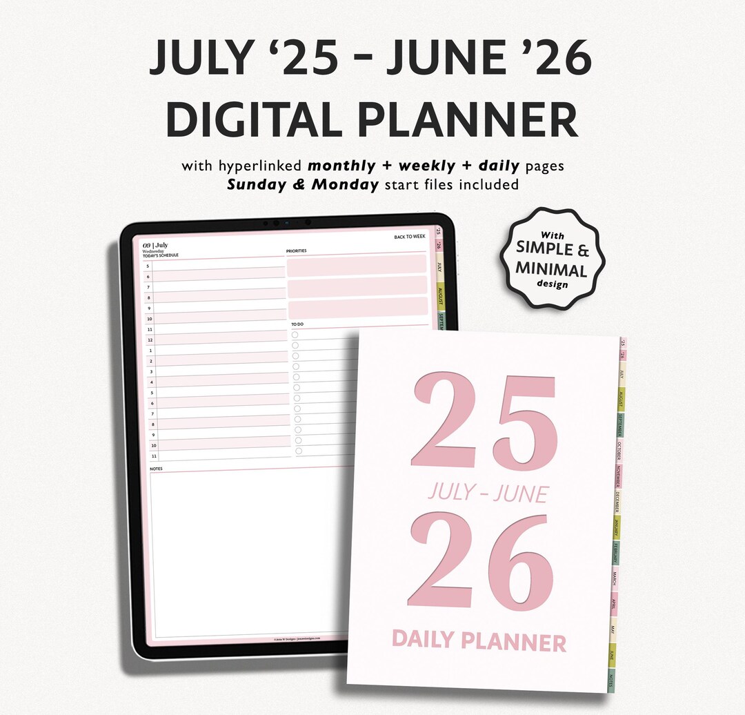 2025-2026 Daily Digital Academic Planner: Minimalist Student Teacher ...