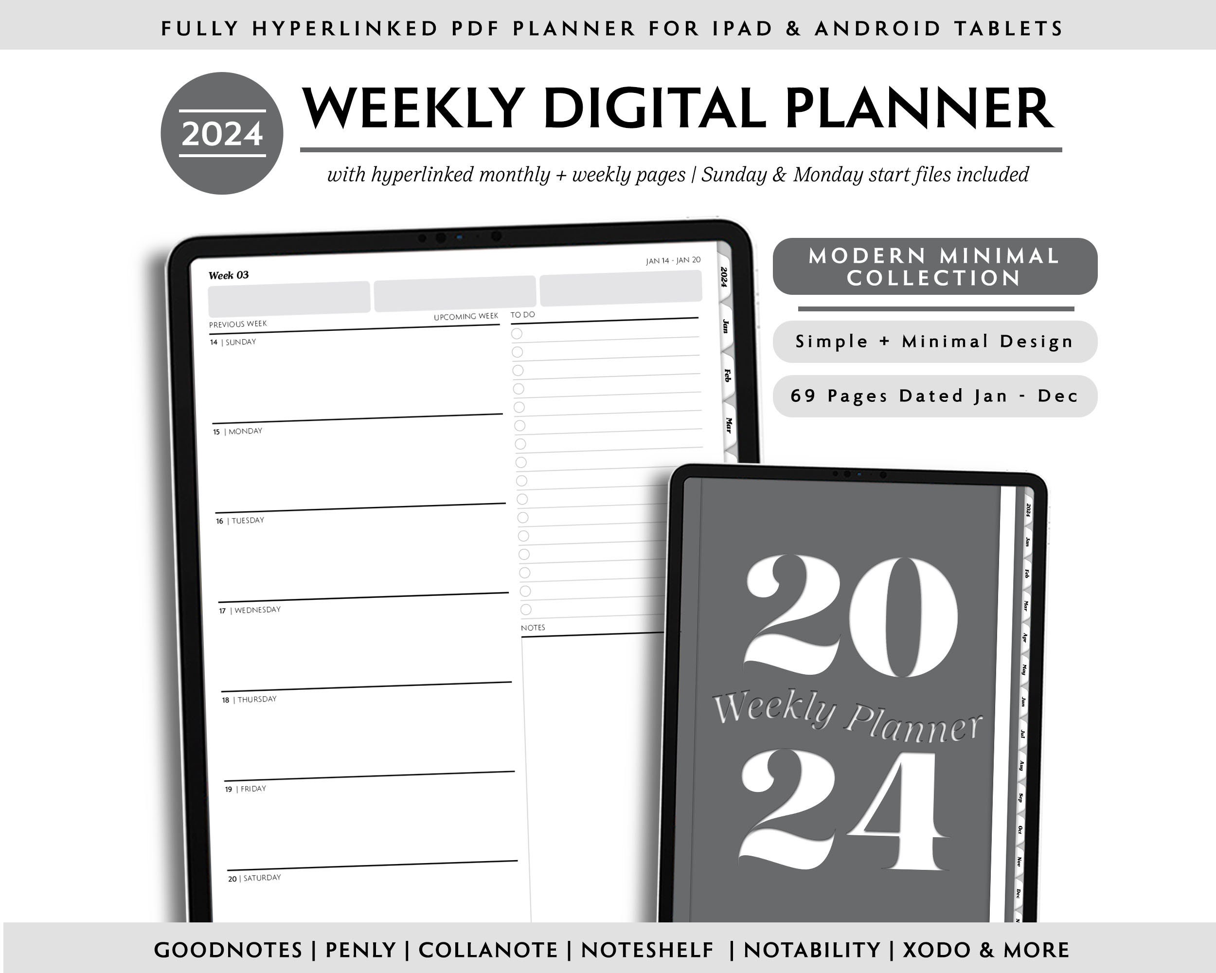 2024 Simple Goodnotes Planner Basic Dated Monthly Weekly - Etsy