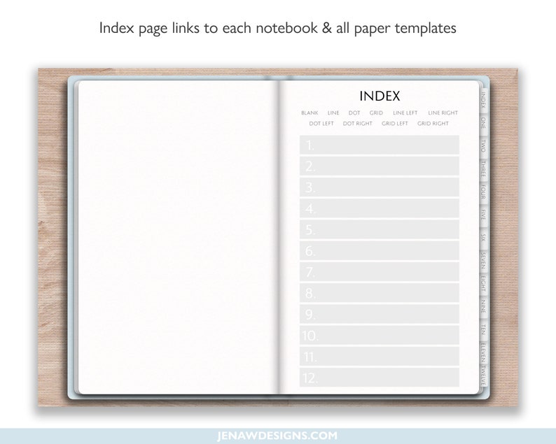 12 Subject Digital Notebook 2 Page Landscape Notebook - Etsy