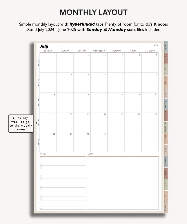 2024 2025 Minimalist Goodnotes Planner, Mid Year Digital Agenda, Dated ...