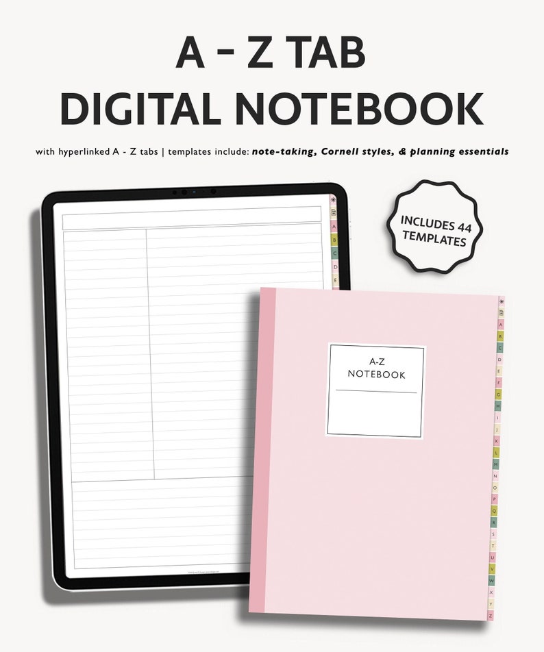 A-Z Tab Digital Notebook: Hyperlinked iPad Journal (PDF) - Etsy