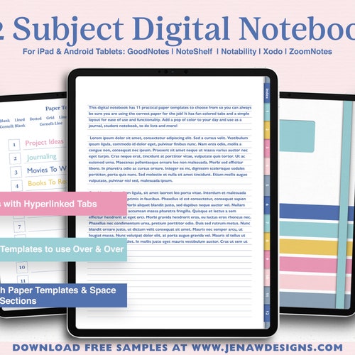 Digital Notebook With Tabs Goodnotes Notebook Ipad Notebook - Etsy
