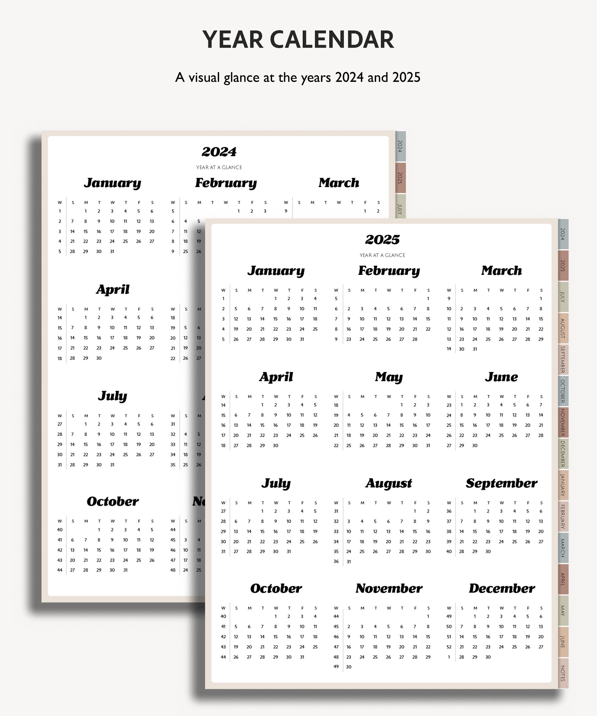24 25 Mid Year Monthly Digital Planner, Academic Year Agenda, Simple ...