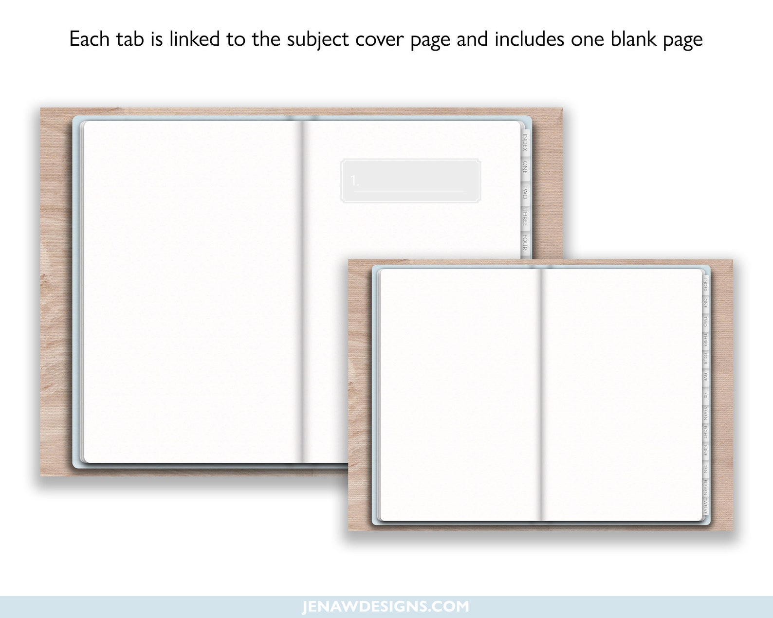 12 Subject Digital Notebook 2 Page Landscape Notebook - Etsy