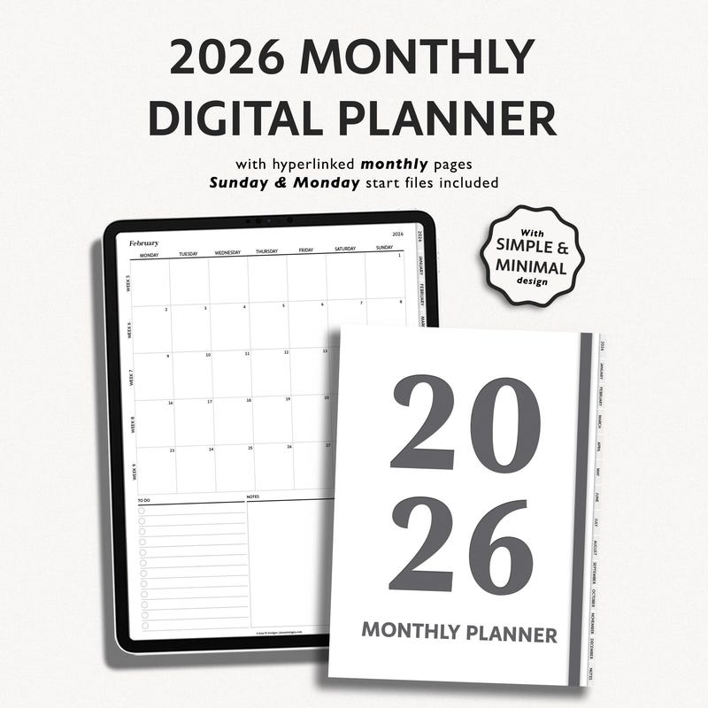 26 27 Monthly Planner - Etsy