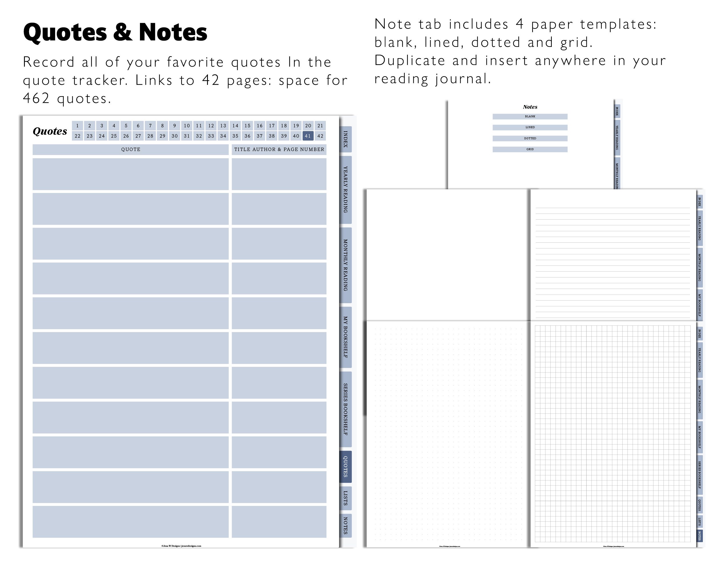 Digital Reading Log, Goodnotes Book Tracker, Digital Book Review ...