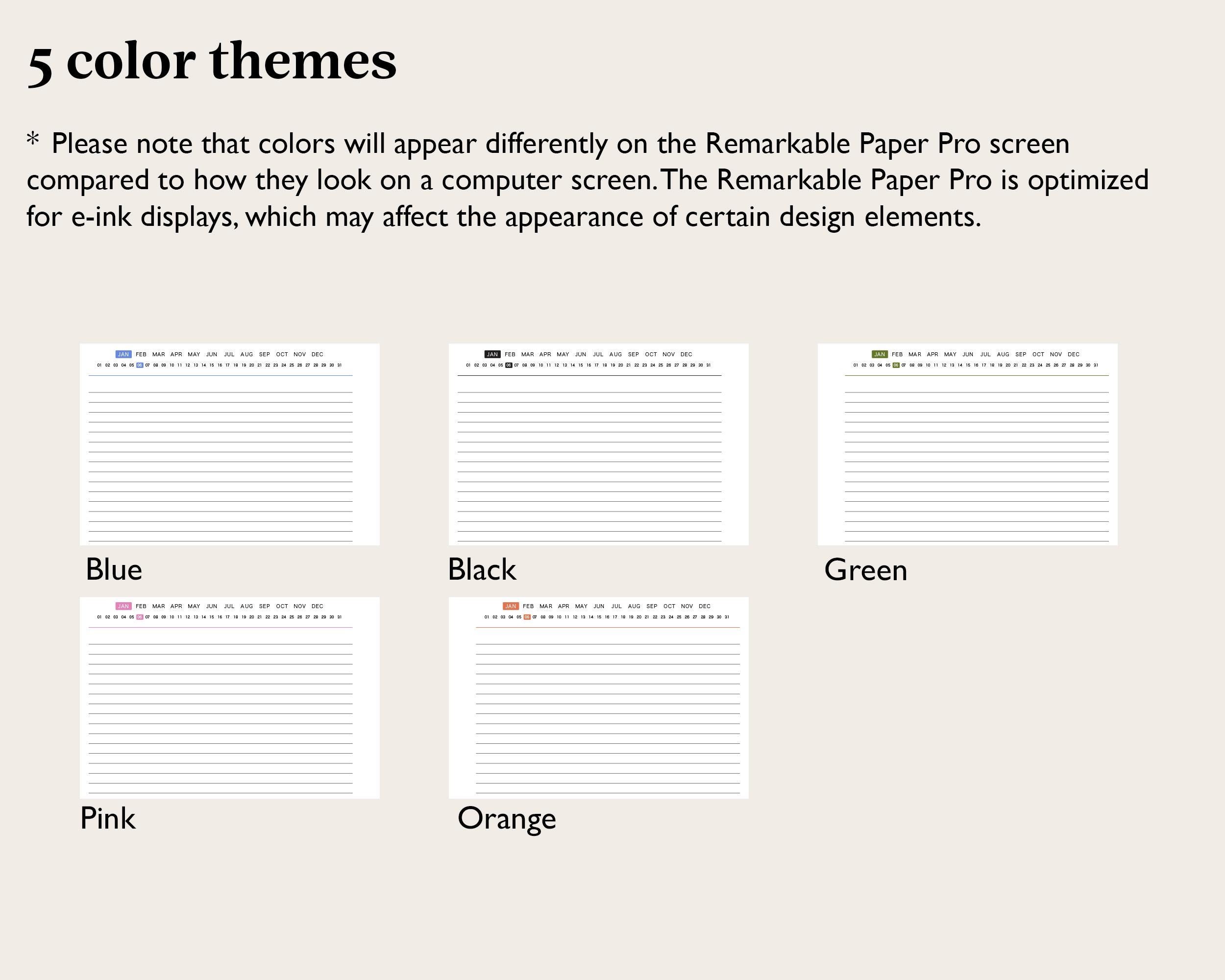 Daily Journal for Remarkable Paper Pro: Hyperlinked 365 Day Template ...