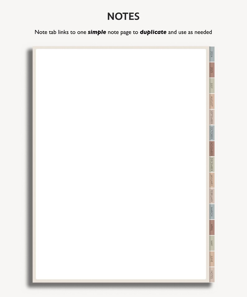 24 25 Mid Year Monthly Digital Planner, Academic Year Agenda, Simple ...