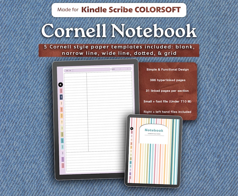 Cornell Notebook for Kindle Scribe Colorsoft: Student Note Taking ...