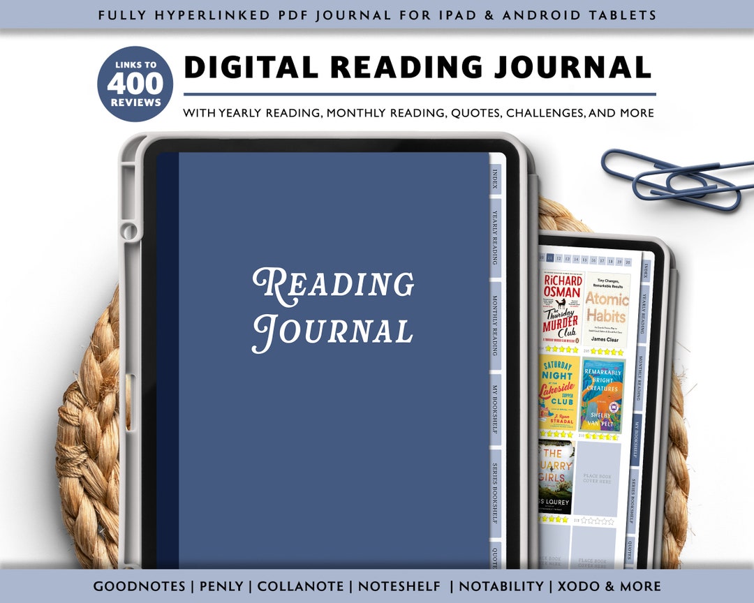 Digital Reading Log, Goodnotes Book Tracker, Digital Book Review ...