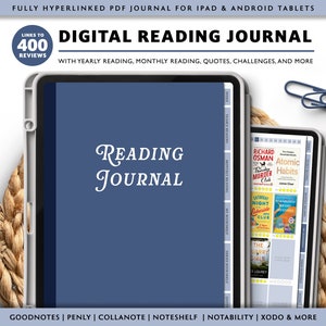 Digital Reading Log, Goodnotes Book Tracker, Digital Book Review ...