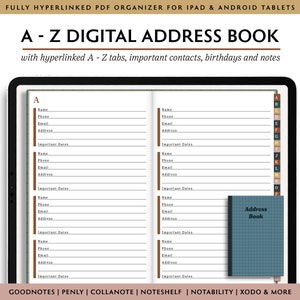 Realistic Digital Address Book, Landscape Goodnotes Contact Book, Phone ...