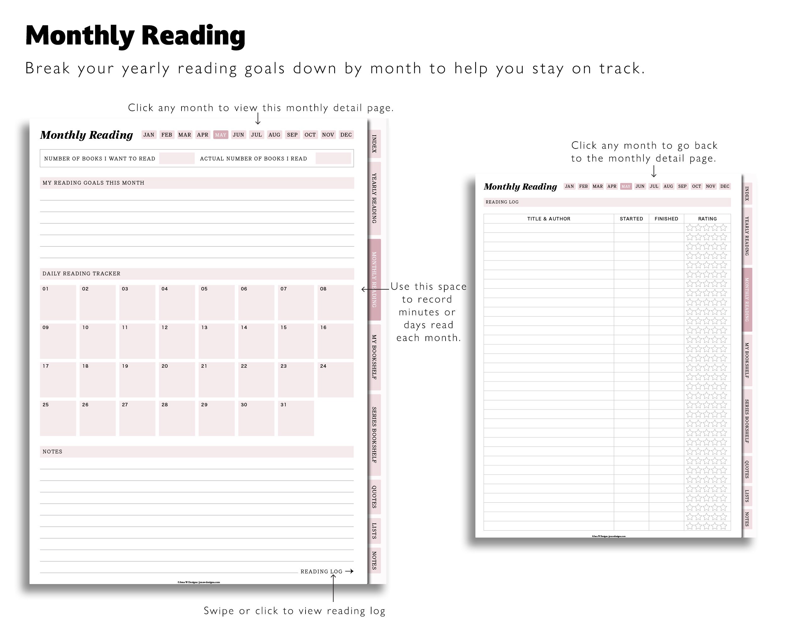 Digital Reading Log, Goodnotes Book Tracker, Digital Book Review ...