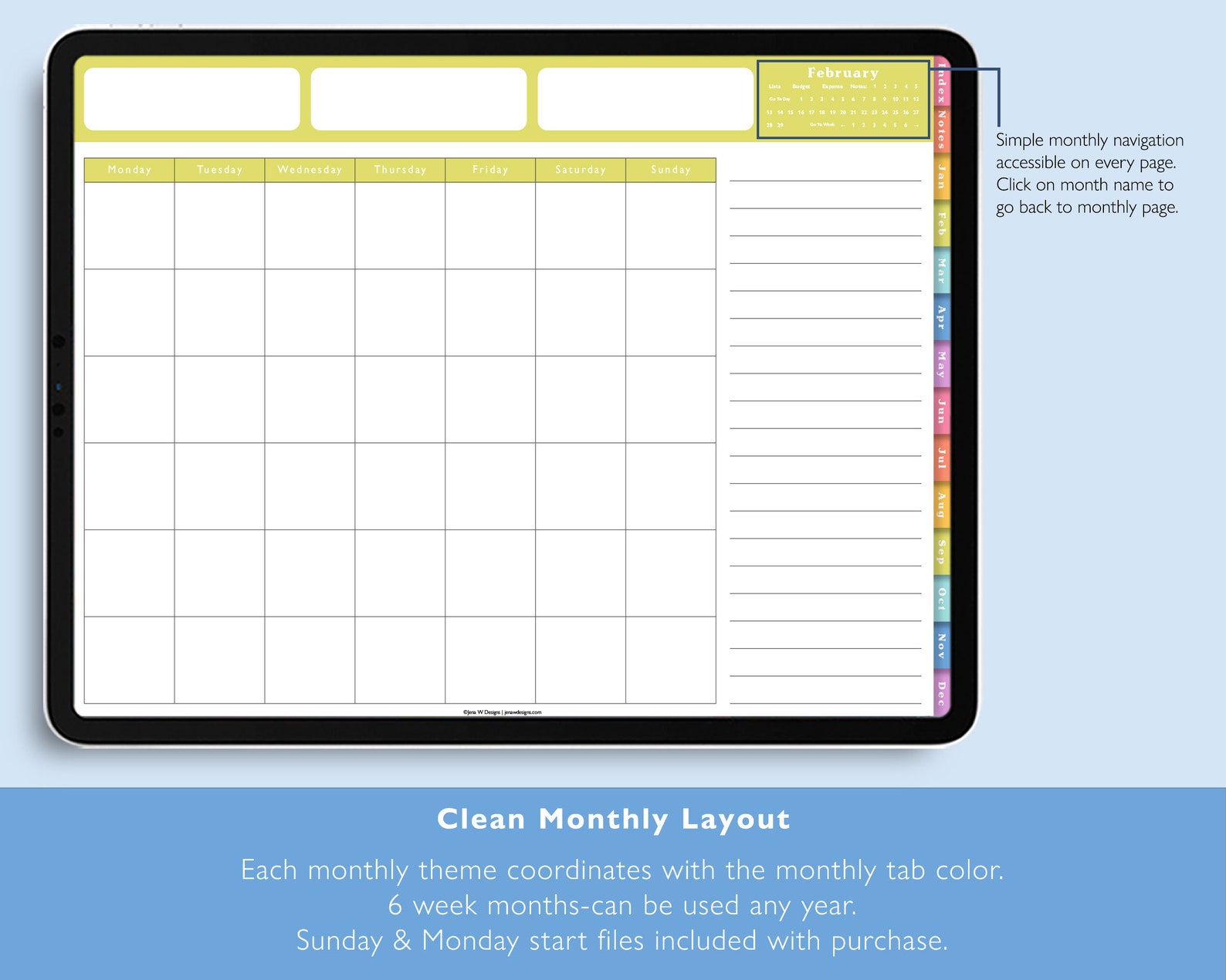 Undated Daily Digital Planner, Monthly Weekly Daily Agenda, Colorful ...