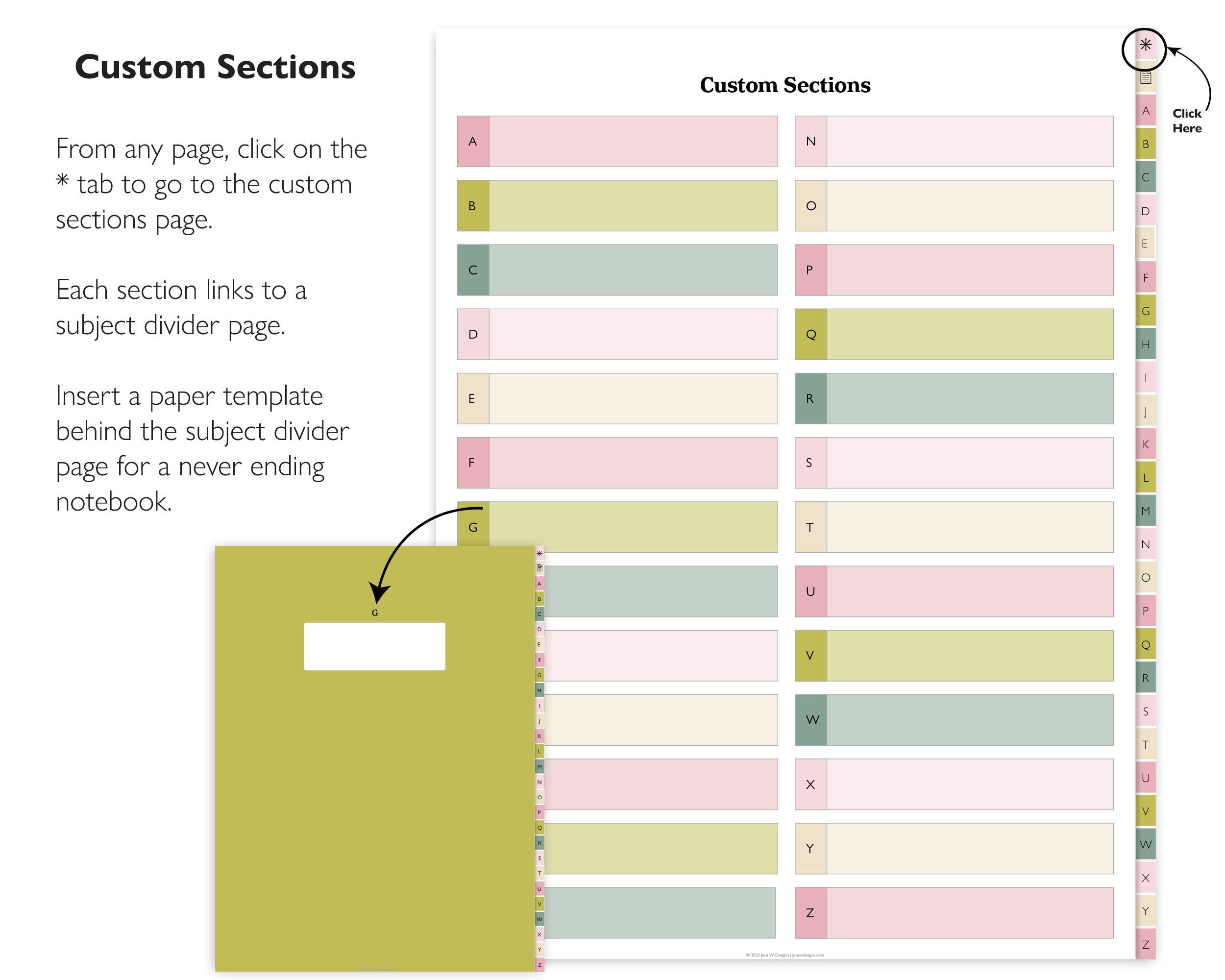 Digital Alphabet Tab Notebook, A to Z Tab Digital Notebook, Simple ...