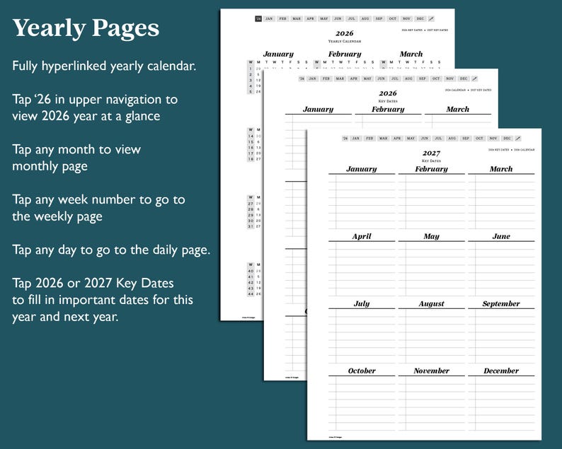 2026 Digital Planner for Remarkable 2 Tablet: Paperless Daily Agenda ...