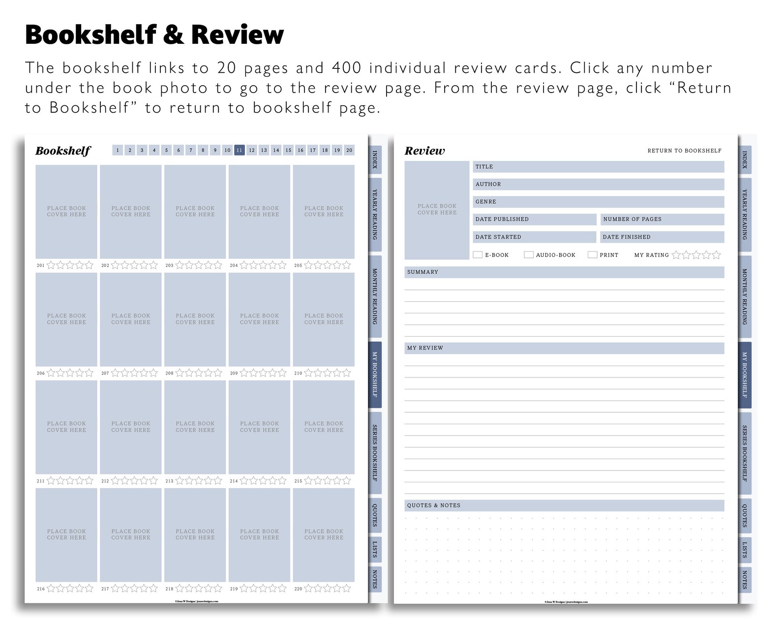 Digital Reading Log, Goodnotes Book Tracker, Digital Book Review ...